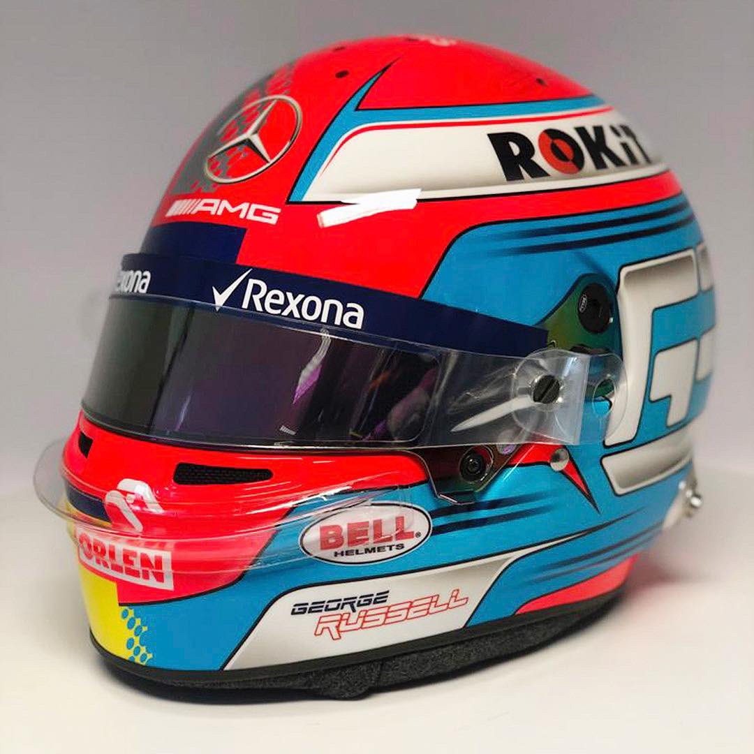 Russell revela capacete com as cores de Montoya para celebrar 1000ª ...